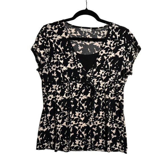 Carol Rose | Tops | Carol Rose Black White Floral Casual Blouse Shirt ...